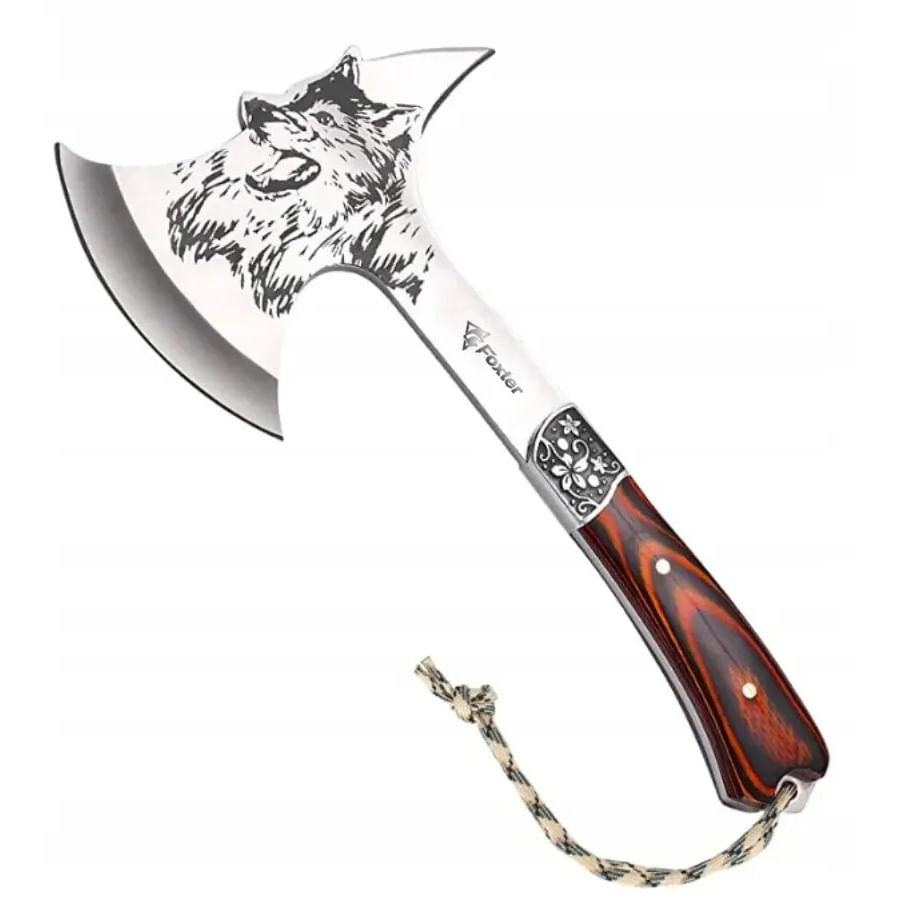 Topor, Tomahawk, Wolf, 32 cm, lama din otel inoxidabil, husa inclusa ...