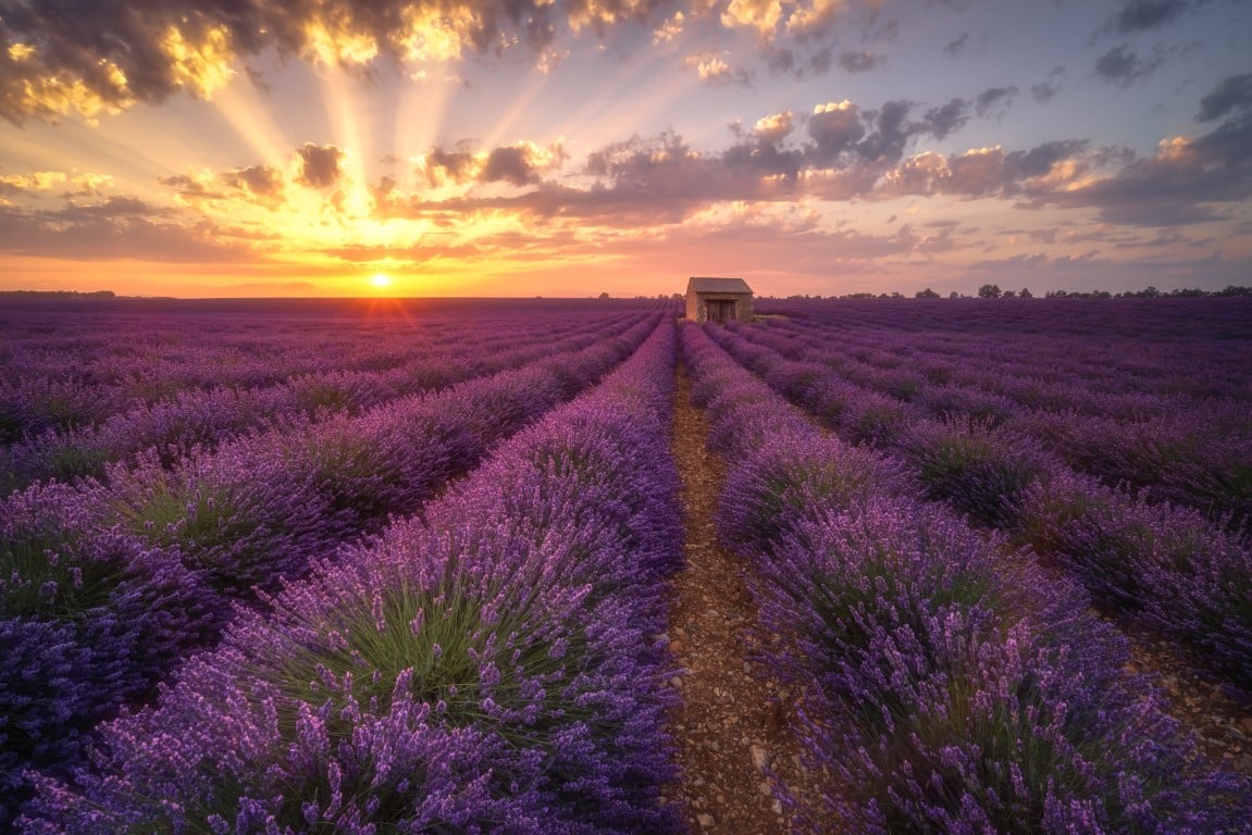 Fototapet de perete, autoadeziv si lavabil, Casa din lavanda ...