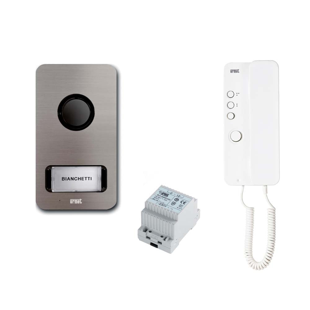 Kit interfon, audio, pentru o familie, cablaj 4+n, post exterior Mikra ...