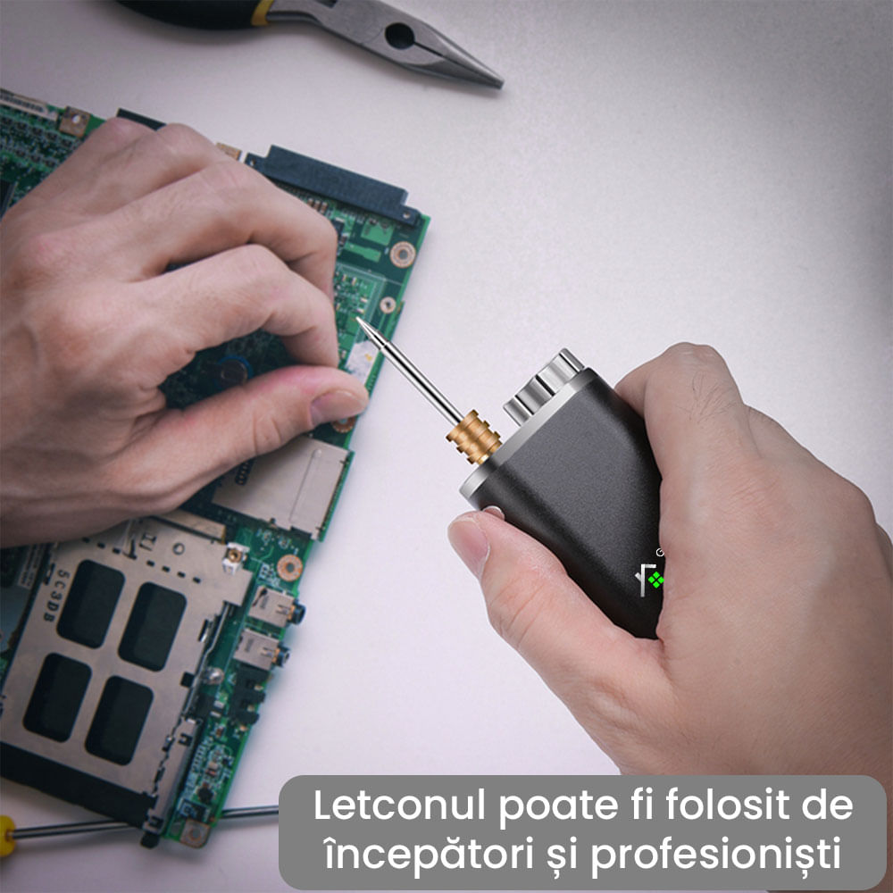 Set letcon portabil cu incarcare USB, pistol pentru lipit, cositorit si ...