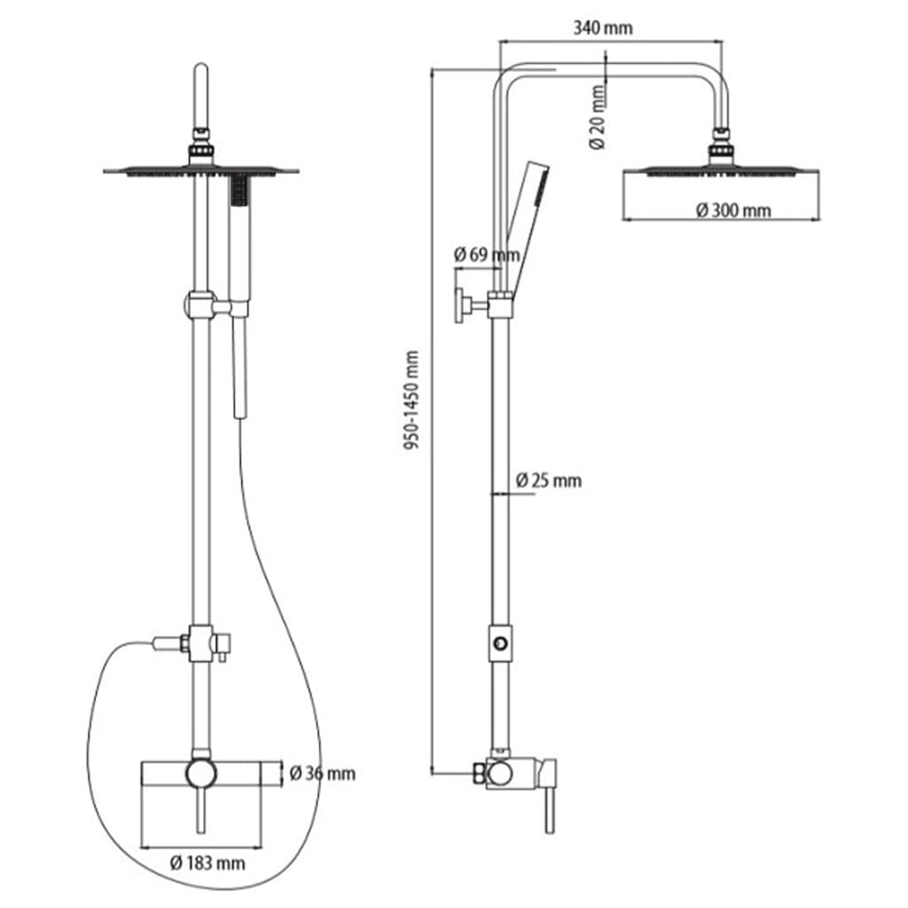 SCHUTTE Set dus deasupra capului cu maneta single mixer "SUMATRA ...