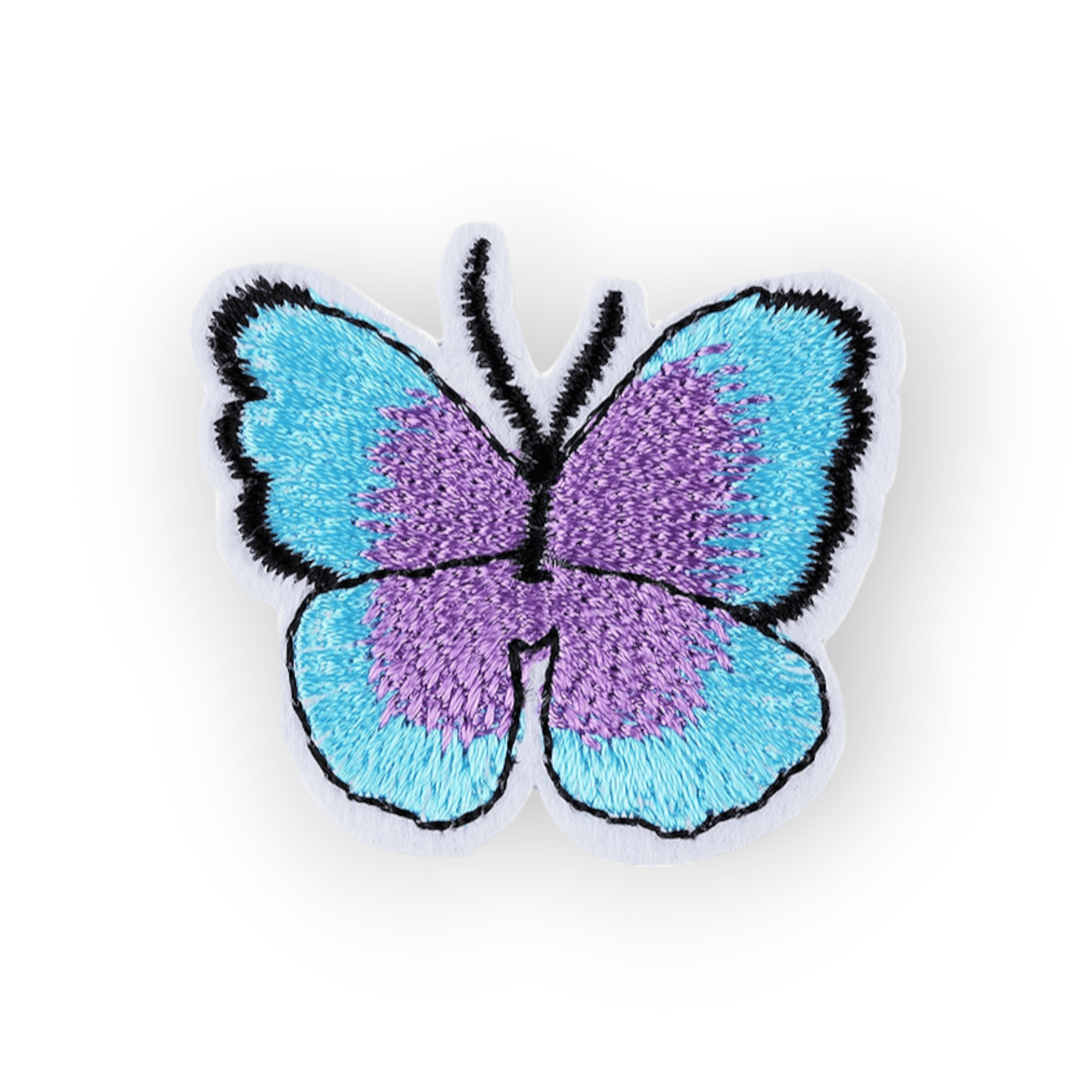 Aplicatie termoadeziva brodata, 36 x 40 mm, Fluture albastru azur si ...