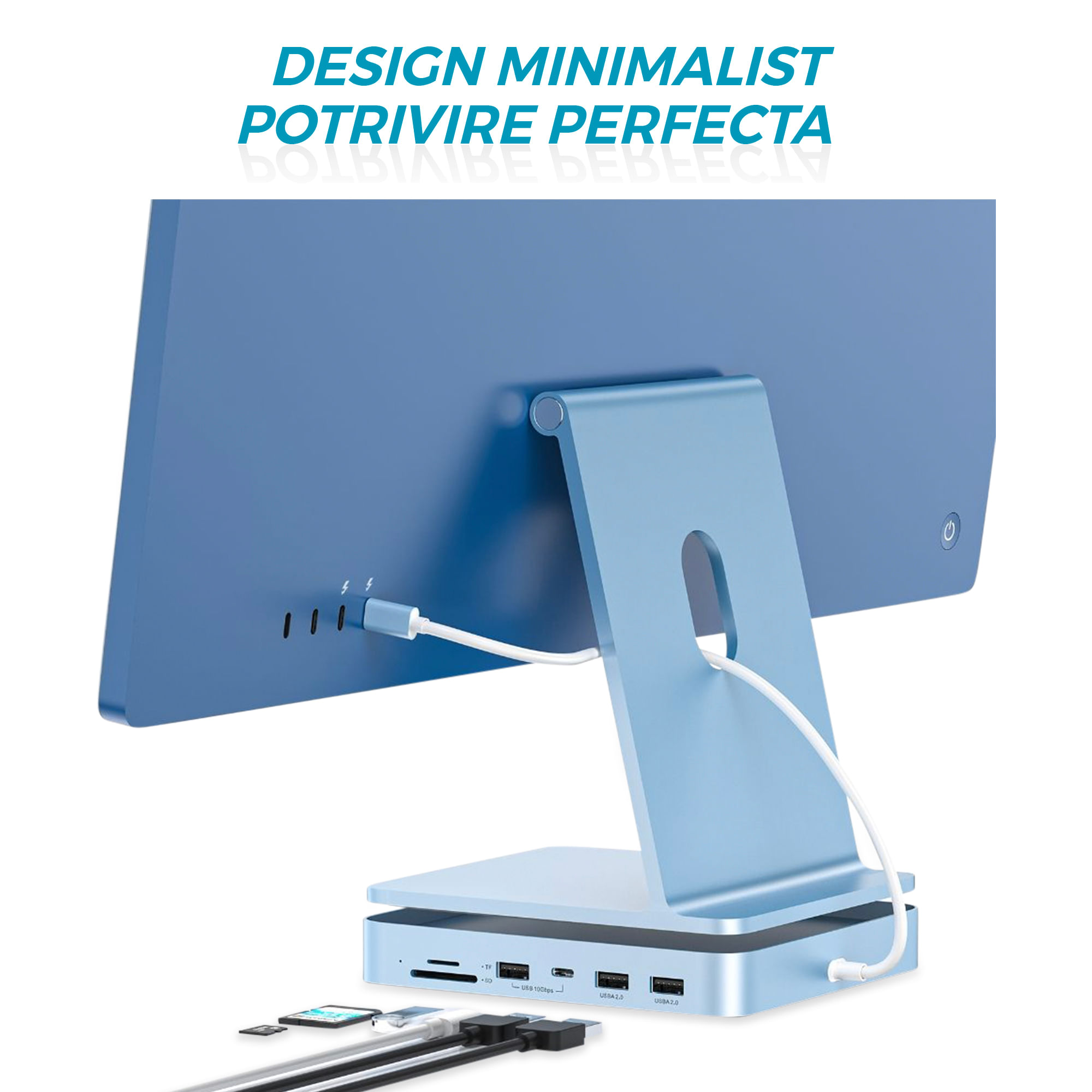 Hub Imac 24 inch Vixev, 7 in 1 Slot M.2 Sata, NVMe SSD, TF, SD, 2x USB ...