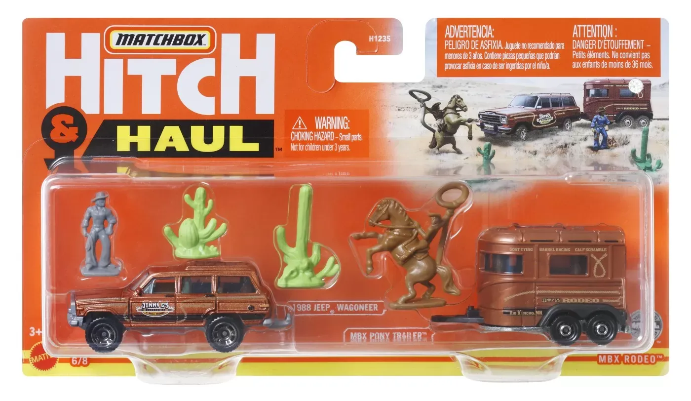 Matchbox hitch&haul set 2 vehicule mbx rodeo 1988 jeep wagoneer mbx ...