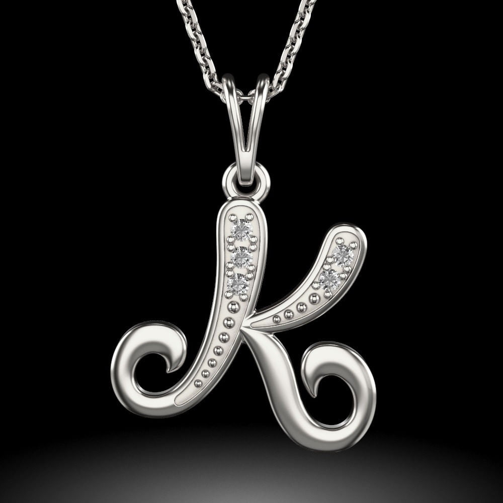 Colier din argint cu pandantiv Initiala K - Marketplace online Infinity.ro