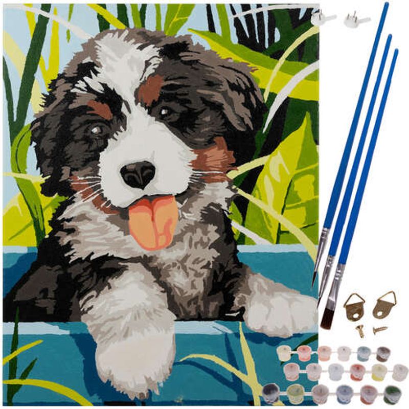 Set Pictura Pe Numere, 40x30cm, Panza Canvas, Model Caine - Marketplace ...