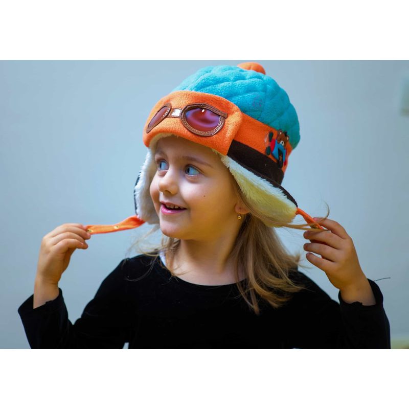 Caciula de iarna pentru copii, imblanita, aviator, albastra ...