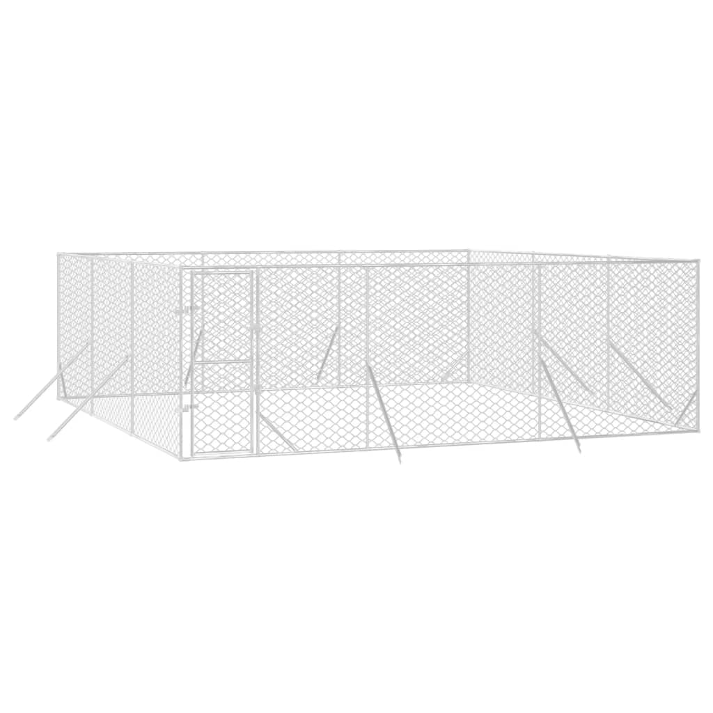 Padoc de exterior pentru caini argintiu 6x6x2 m otel galvanizat ...