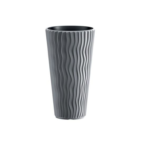 Ghiveci decorativ de flori, rotund, inalt, gri, 29.7 x 53.1 cm, Sandy ...