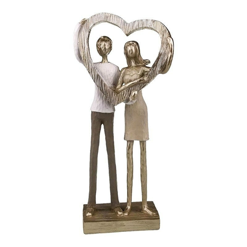 Statueta decorativa, Doi indragostiti tinand in maini o inima, 29 cm ...