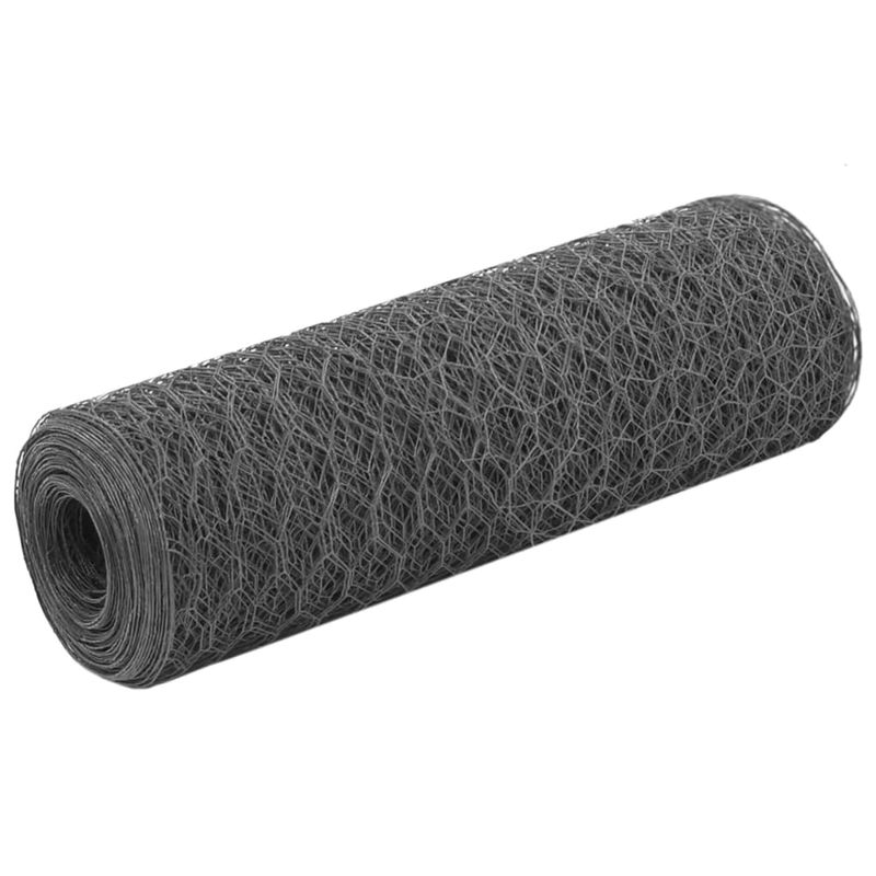 Plasa de sarma gaini, gri, 25 x 0,5 m, otel cu invelis PVC ...