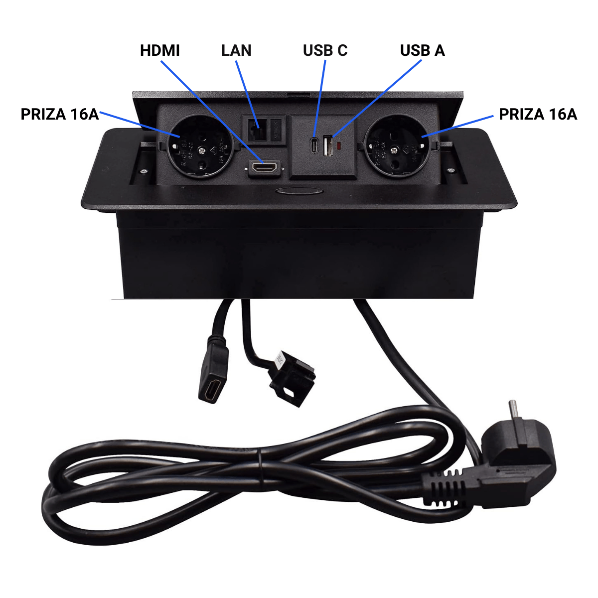 Priza Incorporabila in mobilier, ATOMKIT, 2 Prize Schuko, USB-A+C ...