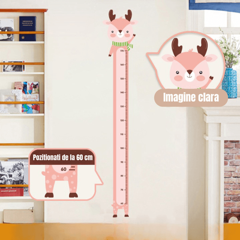 Sticker autocolant metru masurare inaltime copii, Cerbul Sika, diagrama ...