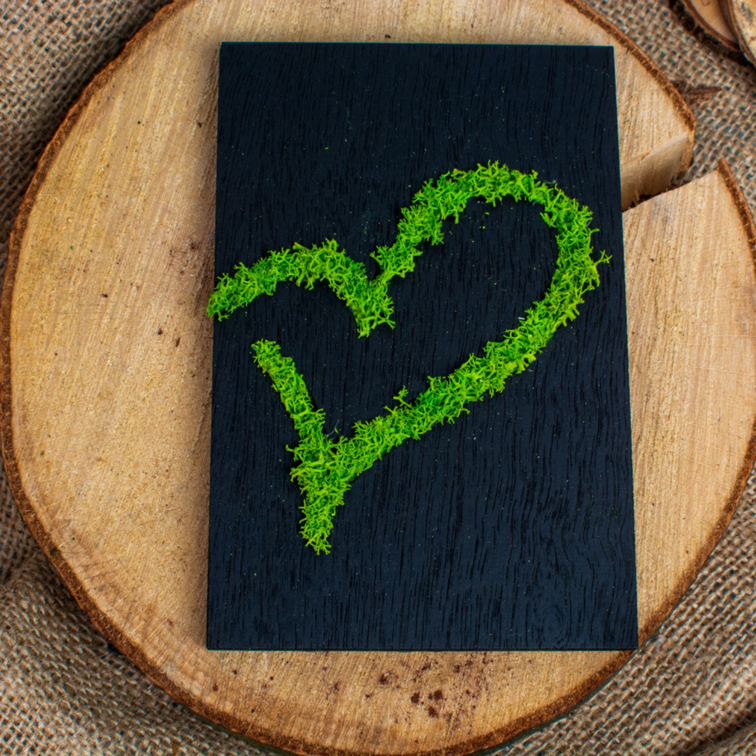 Decor 3 Parti Inima HH1529 din lemn Personalizat cu Licheni - 30x15 cm ...