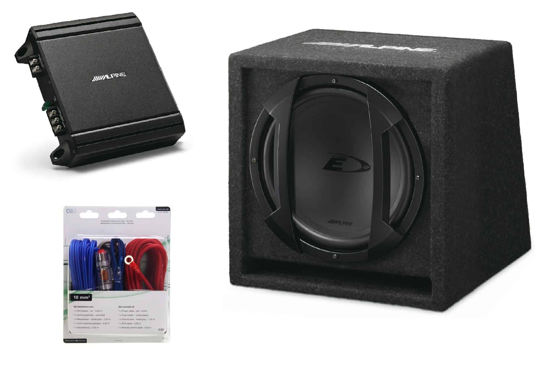 Pachet Subwoofer Auto Alpine SBE-1244 BR, Amplificator MRV-M250, Set ...