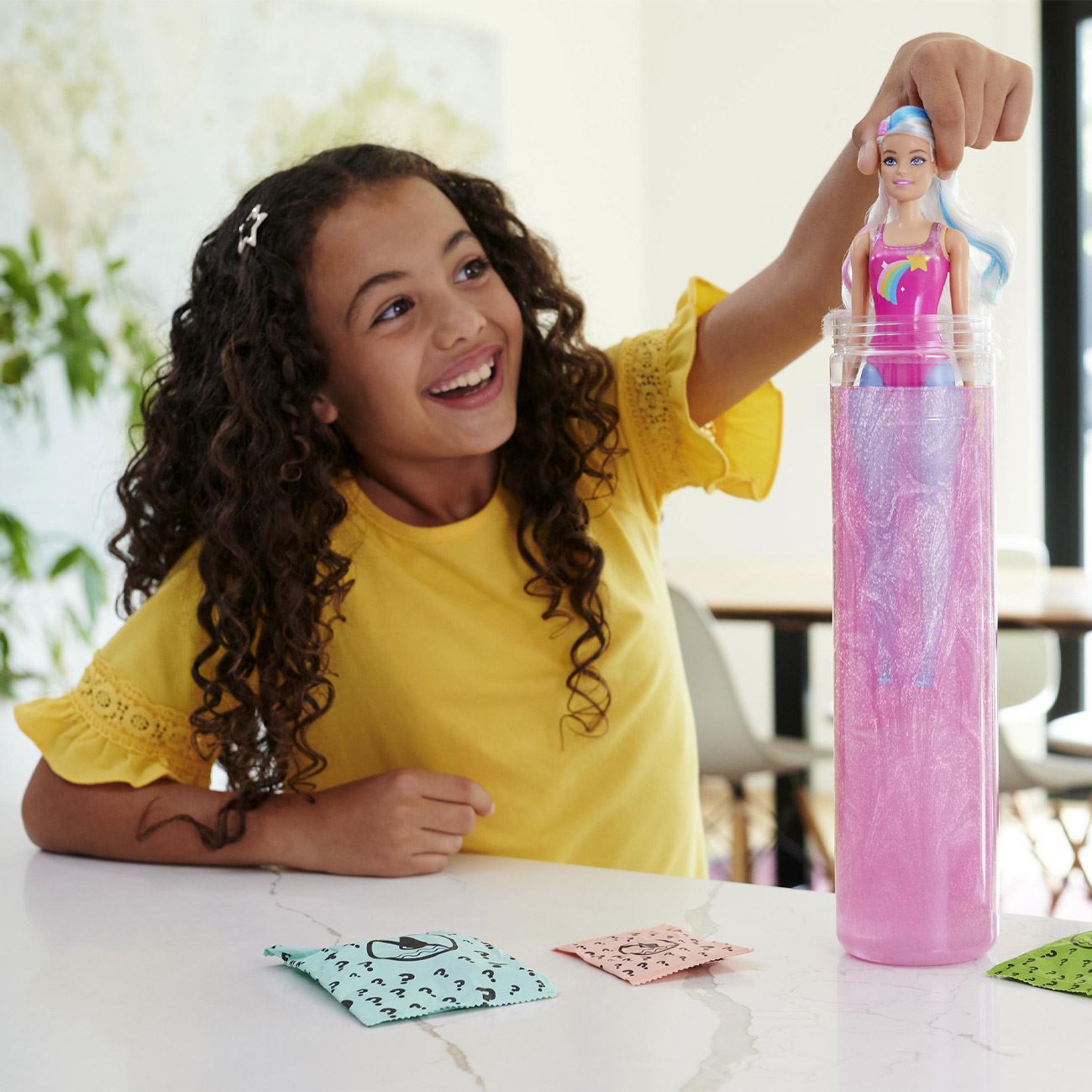 Papusa barbie, mattel, color reveal, transformare cu apa, multicolor, 6 ...