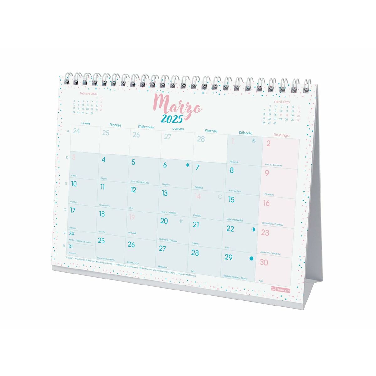 Calendar de birou Finocam CHIC Turquoise Hartie 21 x 15 cm 2025 ...