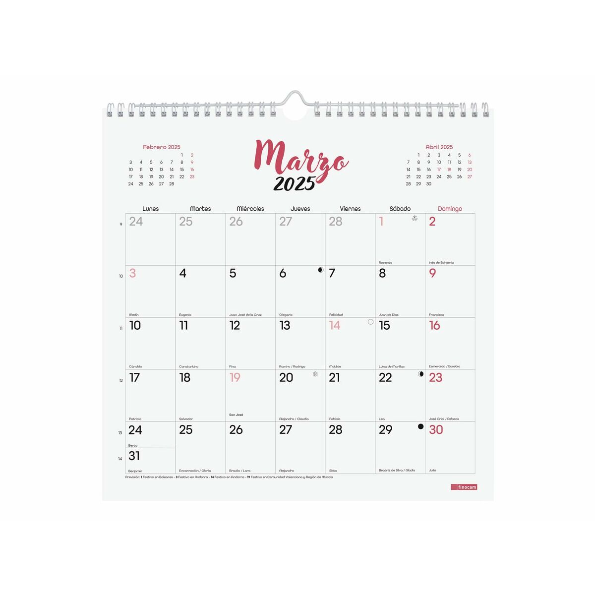 Calendar de perete Finocam CHIC Alb Hartie 2025 30 x 30 cm ...