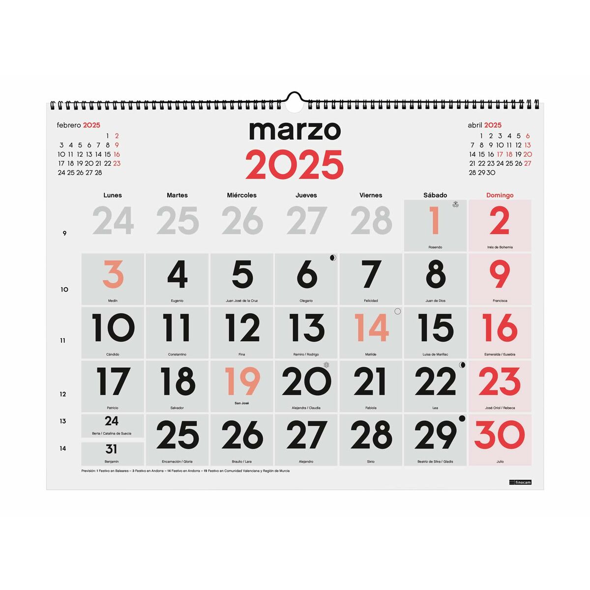 Calendar de perete Finocam Hartie 2025 54 x 42 cm - Marketplace online ...
