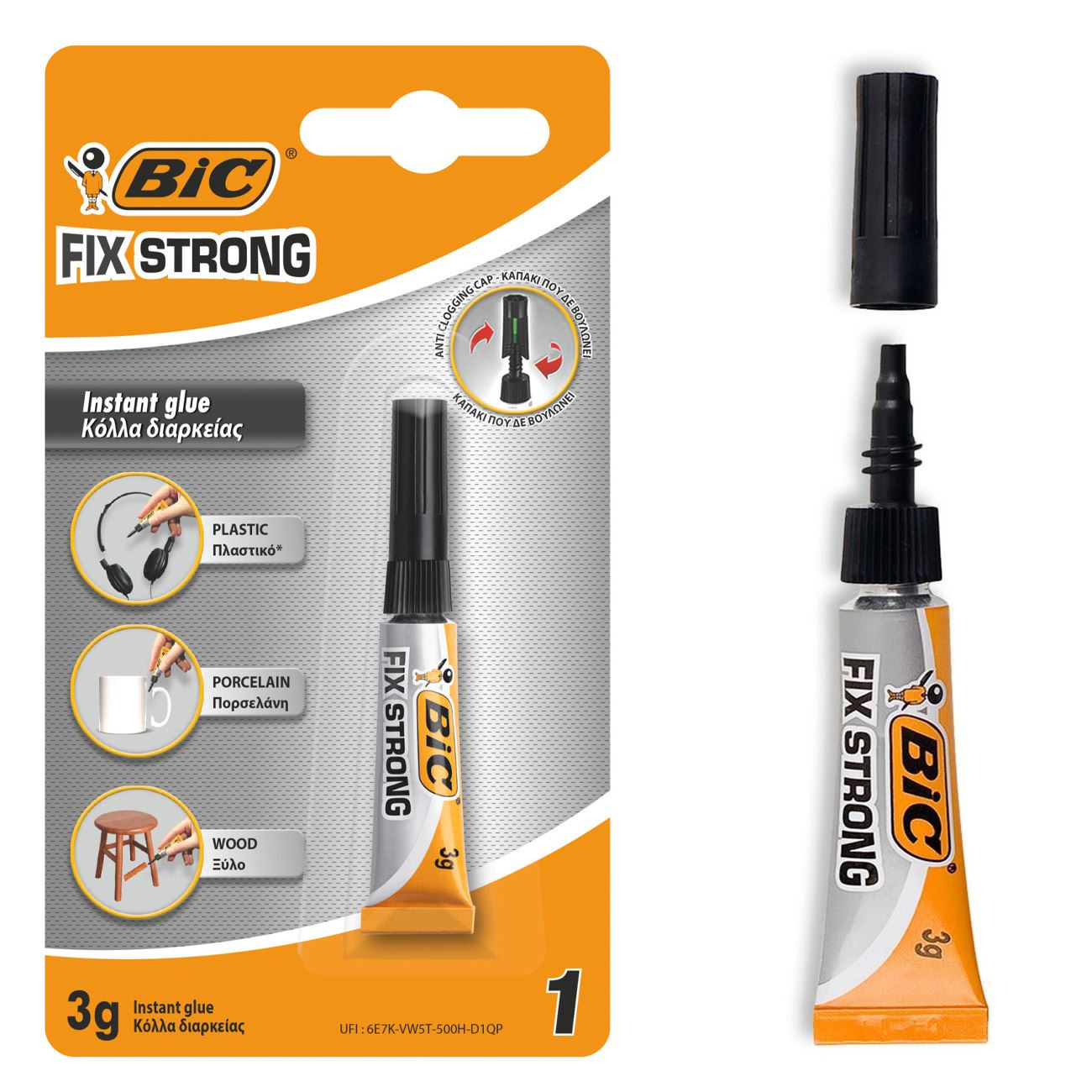 Adeziv instant bic fix strong, capacitate 3g, lemn, plastic, portelan ...