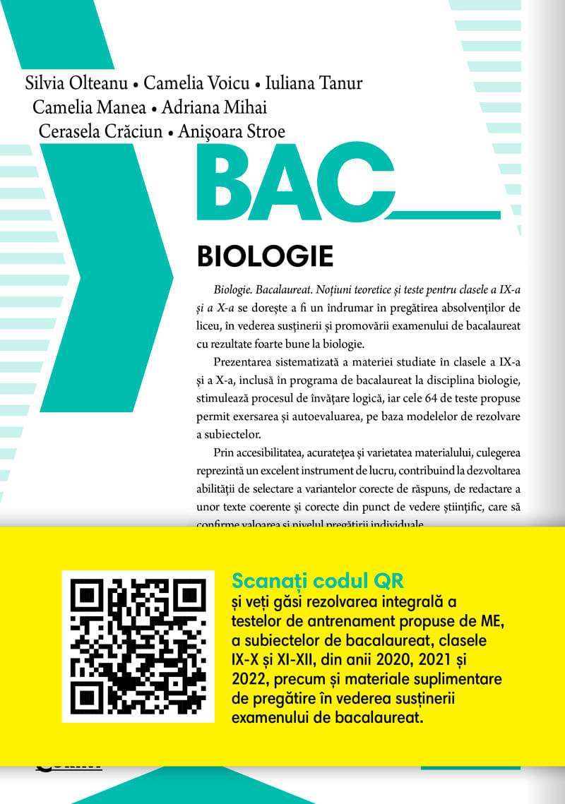 Bacalaureat 2024 - Biologie. Notiuni teoretice si teste pentru clasele ...