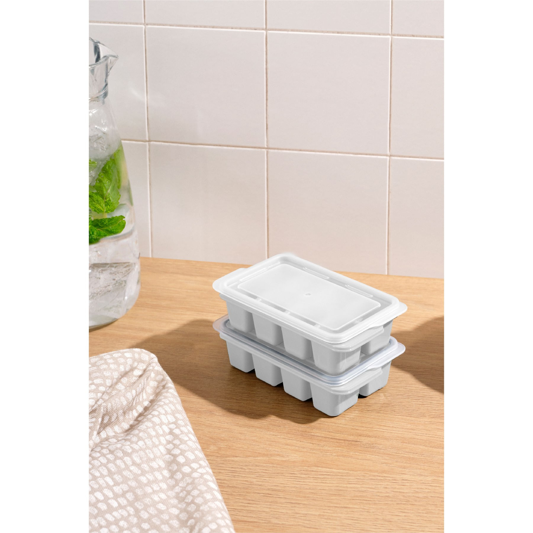 Forme cuburi de gheata, Hermia, plastic, alb, 7,5x12,5x3,5 cm, set 2 ...