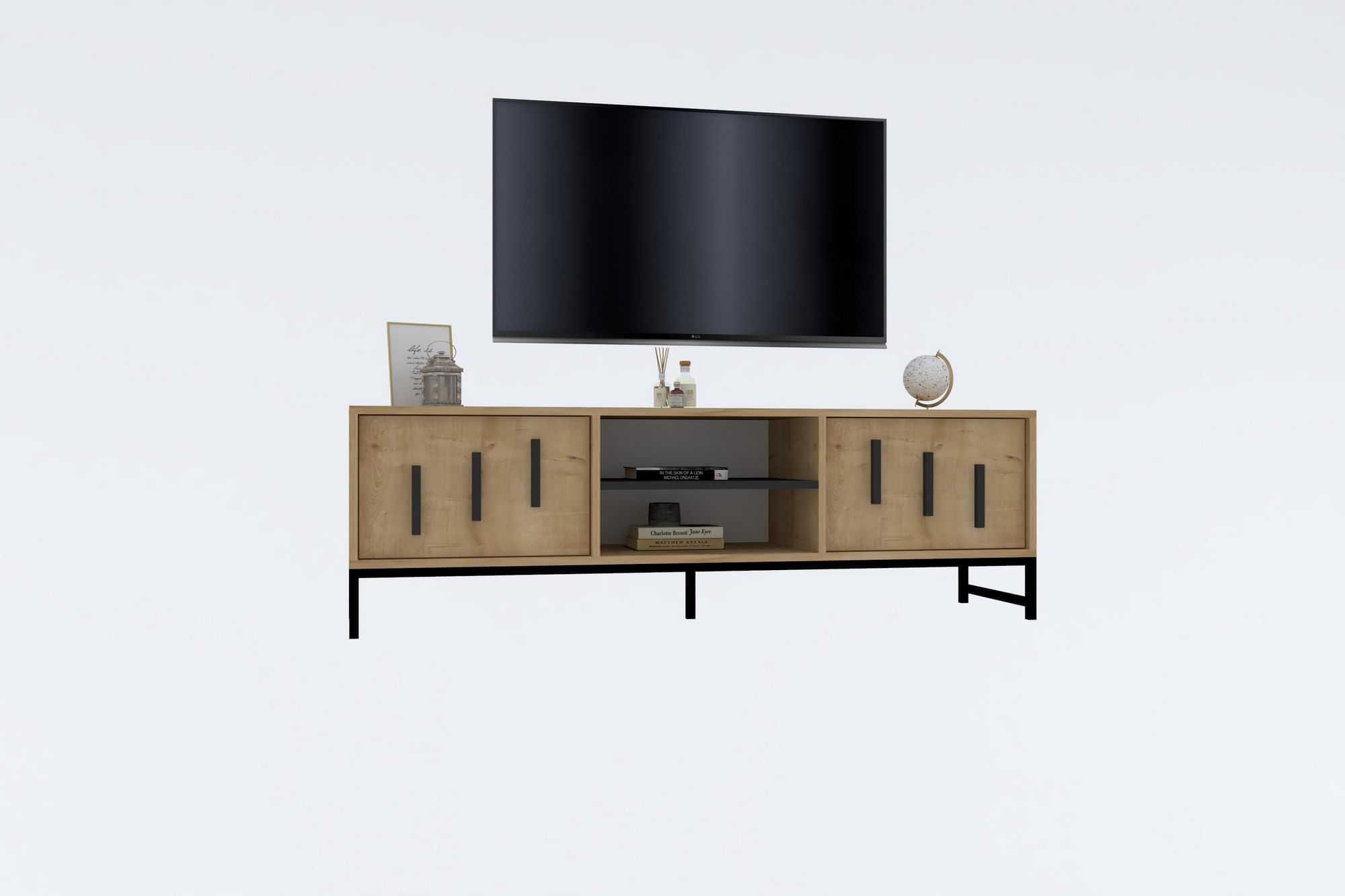 Comoda tv, Hanah Home, pal melaminat, stejar safir, 160x40x50 cm ...