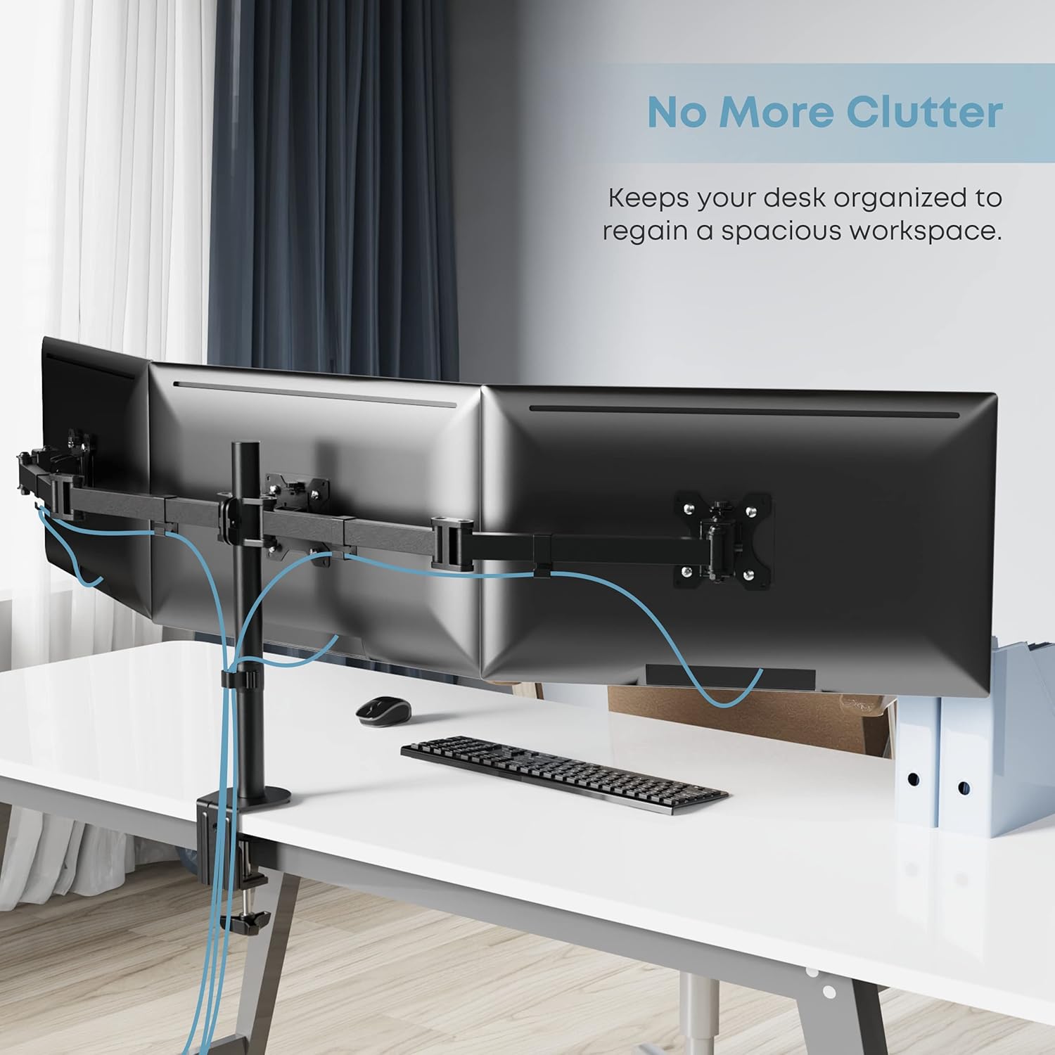 Suport birou monitoare, 13-27 inch, brat triplu, reglabil, rotatie 360 ...